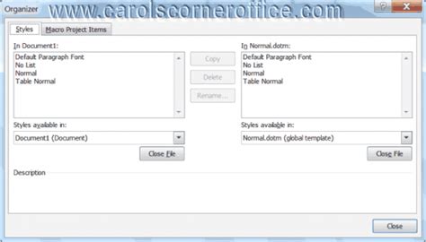 How To Use The Organizer To Manage Styles In Word 2010 Daves Computer