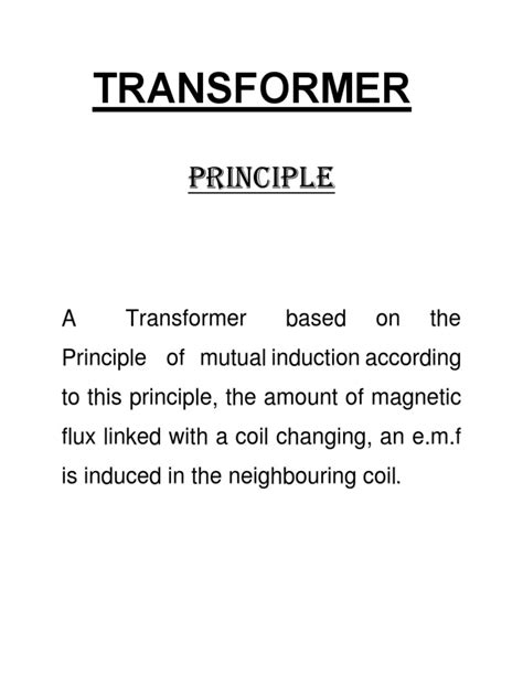 Transformers Project Class 12 Pdf Transformer Inductor