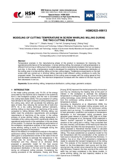 Modeling Of Cutting Temperature In Screw Whirling Milling During The Two Cutting Stages Mm