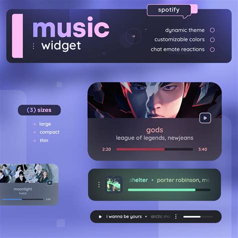 Spotify Music Widget — Minimal Song Player For Streamers • Album Dynamic Theme • Twitch Youtube