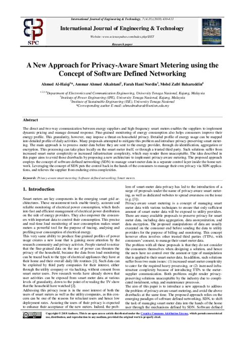 Pdf A New Approach For Privacy Aware Smart Metering Using The Concept Of Software Defined