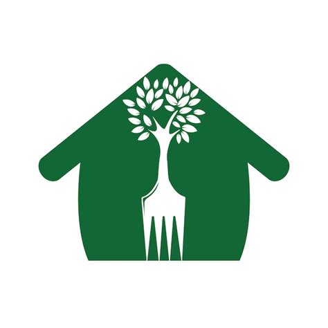 Premium Vector Fork Tree With Home Shape Vector Logo Design