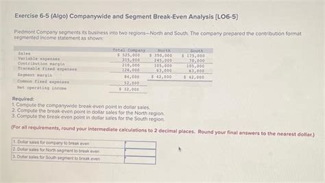 Solved 6 Exercise 6 5 Algo Companywide And Segment