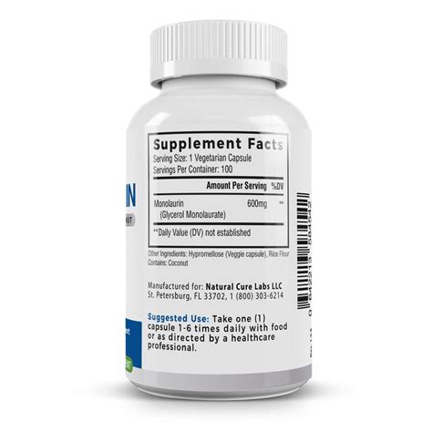 Monolaurin Supplement 600mg Capsules – Natural Cure Labs