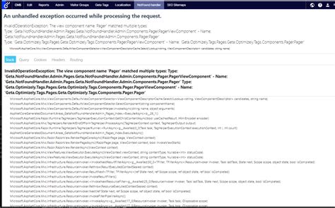 Run Time Error The View Component Name Pager Matched Multiple Types Type Geta