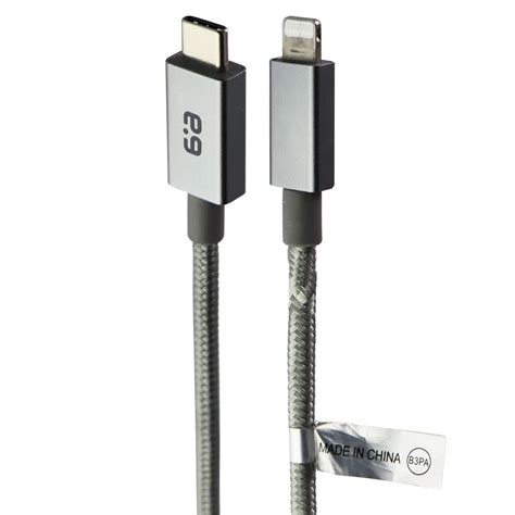 Pre Owned Puregear Braided Mfi To Usb C 10ft Charging Cable Metallic Space Gray