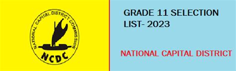 Grade 11 Selection List For Ncd Png Education News