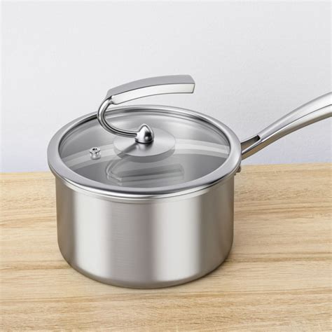 Stainless Steel Nonstick Pour And Strain Rim Saucepans With Lid Beech