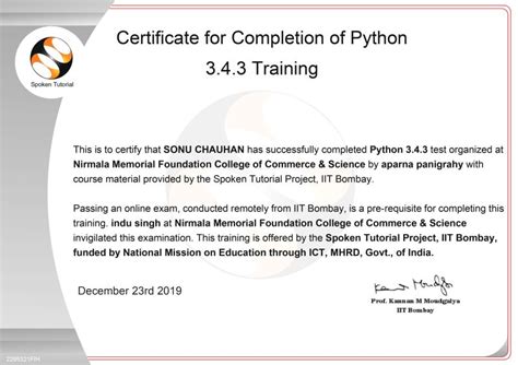 Sonu Chauhan On Linkedin Pythoncertified Spokentutorial Iitbombay