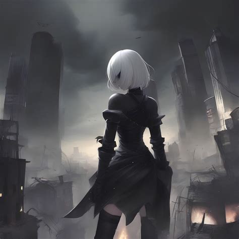 Аниме девочка с белыми волосами стоит спиной · бесплатная фотография