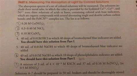 The Unknown Mixtures The Absorption Spectrum Of Chegg