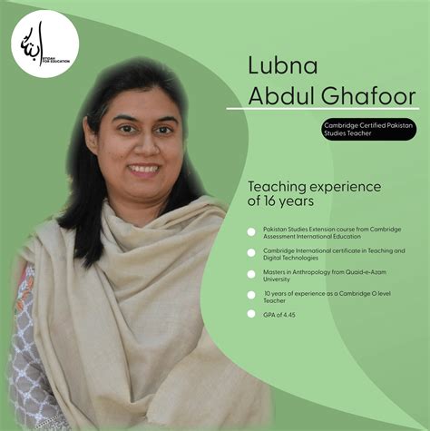 Lubna Abdul Ghafoor Ibtidah For Education