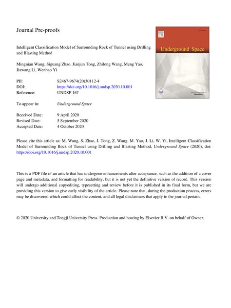 Pdf Intelligent Classification Model Of Surrounding Rock Of Tunnel Using Drilling And Blasting