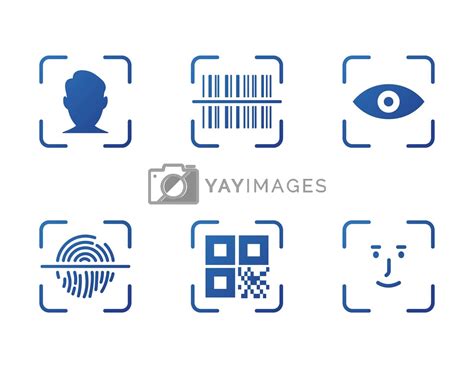 Fingerprint Face Id Barcode Eye And Qr Code Scanner Identity Biometric Verification Icon Qr