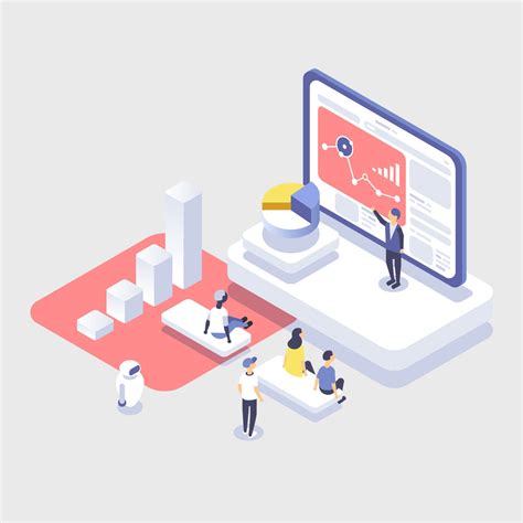 Data Chart Presentation Vector Scene 25d Vector Illustration