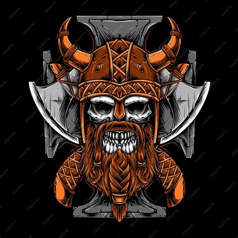 바이킹 해골 전사 벡터 일러스트 레이 션 무료 벡터