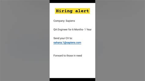 Requirement For Qa Engineer Hiring Qaengineer Jobalert