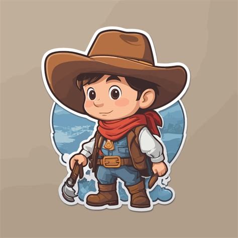 카우보이 만화 터 프리미엄 벡터