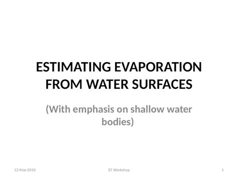 Pptx Estimating Evaporation From Water Surfaces Dokumentips