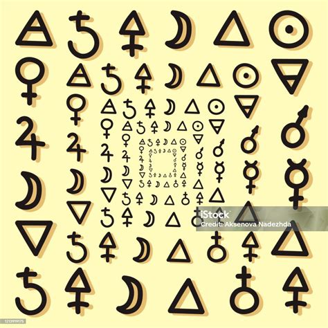 신비주의 마법과 신비의 주제에 벡터 포스터 손으로 그린 밀교 어두운 녹색 배경에 점성술 및 연금술 기호 낙서 스타일 타로 카드에 대한 스톡 벡터 아트 및 기타 이미지