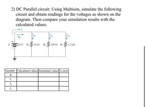 solved 2 dc parallel circuit using multisim simulate the