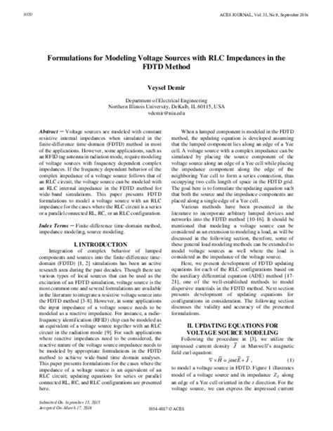 Pdf Formulations For Modeling Voltage Sources With Rlc Impedances In