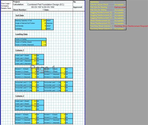 Combined Footing Design Excel Sheet Civilweb Spreadsheets