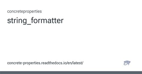 Stringformatter Concreteproperties Documentation