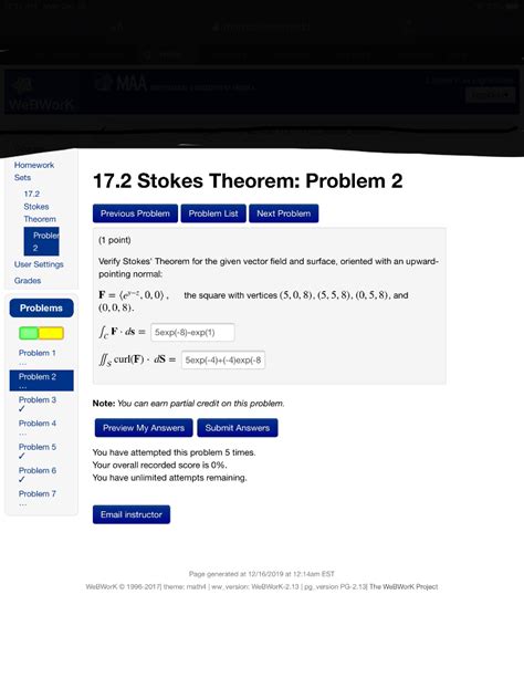 Solved Homework Sets Stokes Theorem Problem Chegg Com