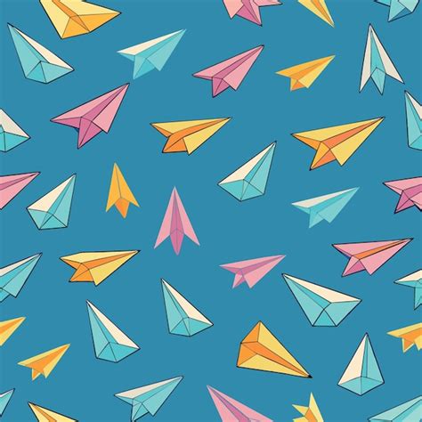 Vector Seamless Pattern With Origami Paper Airplanes Premium Ai Generated Vector