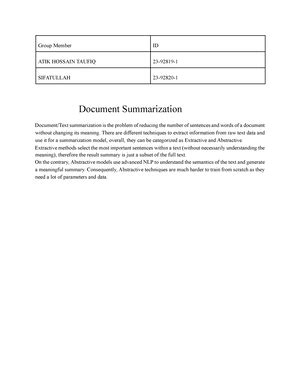 Extractive Text Summarization Using Graph Based Method AMERICAN INTERNATIONAL Studocu