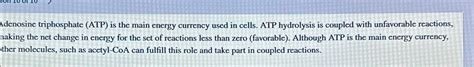 Solved Adenosine Triphosphate Atp ﻿is The Main Energy
