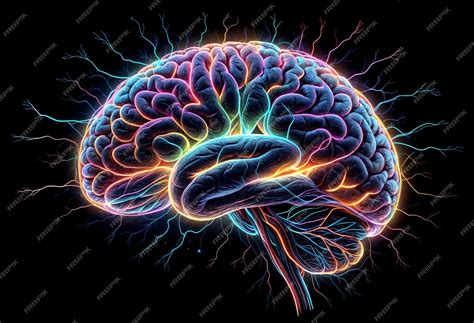 A Glowing Abstract Brainlike Structure With Colorful Branching Neural Pathways Against A Dark