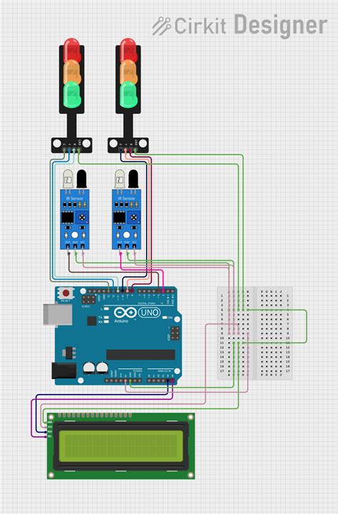 Arduino Uno Controlled Traffic Light System With Ir Sensors And I2c Lcd
