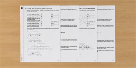 Forming And Simplifying Expressions Worksheet