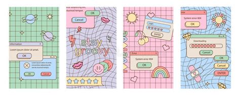 90s Retro Vaporwave Old Desktop User Interface Elements Cute Nostalgic Computer Ui Vintage