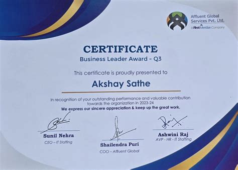 Akshay Sathe On Linkedin Businessleaderaward Gratitude Teameffort Firstmeridianculture
