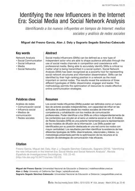 Pdf Identifying The New Influencers In The Internet Era Social Media And Social Network