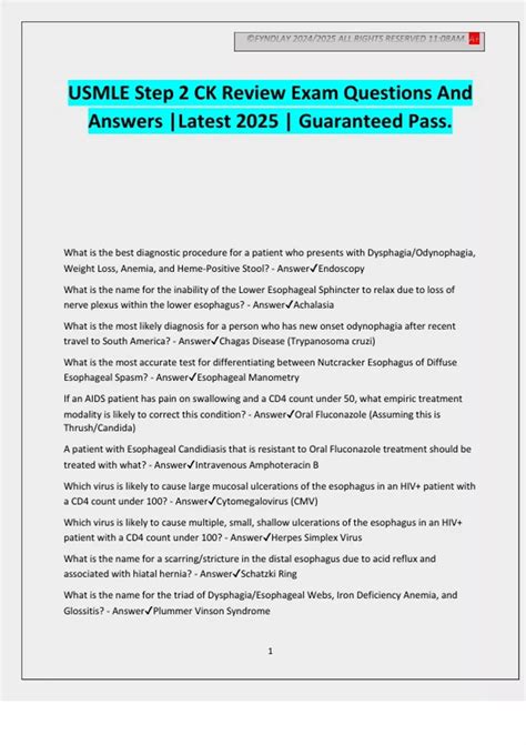 Usmle Step 2 Ck Review Exam Questions And Answers Latest 2025 Guaranteed Pass Usmle