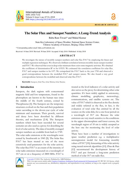 Pdf The Solar Flux And Sunspot Number A Long Trend Analysis
