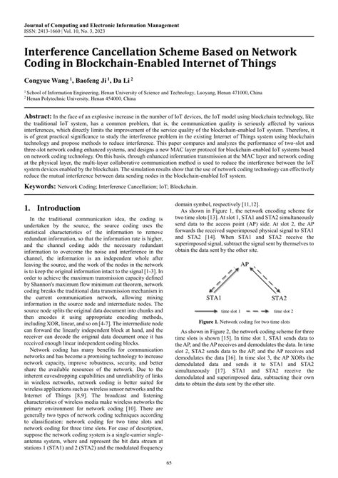 Pdf Interference Cancellation Scheme Based On Network Coding In Blockchain Enabled Internet Of