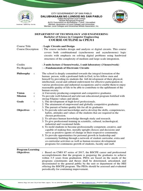 Logic Circuits And Design Course Outline 311 Pdf Logic Gate Engineering