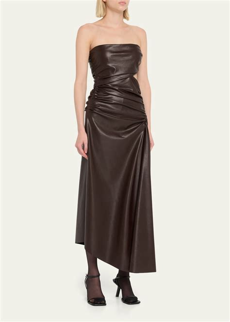 Alc Andie Strapless Ruched Faux Leather Maxi Dress Bergdorf Goodman