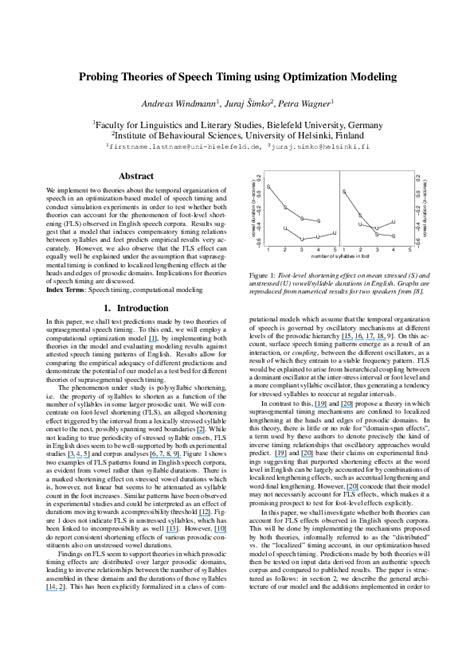 Pdf Probing Theories Of Speech Timing Using Optimization Modeling