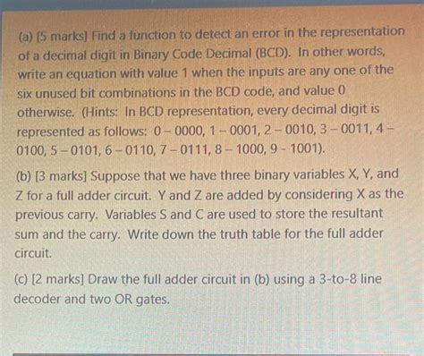 Solved A Marks Find A Function To Detect An Error In Chegg Com