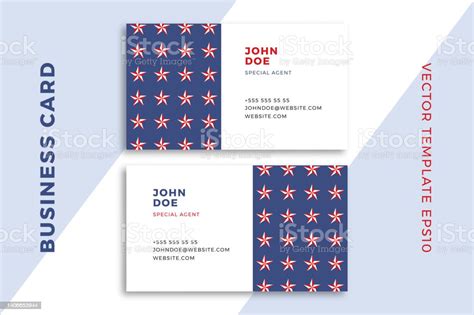 별 패턴이있는 현대 명함 템플릿 트렌디 한 기하학적 패턴의 애국적인 기업 문구 모형 샘플 텍스트가있는 깨끗하고 간단한 벡터 편집 가능한 배경 Eps10 개념에 대한 스톡