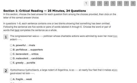 Online SAT Practice Test Doorway To College