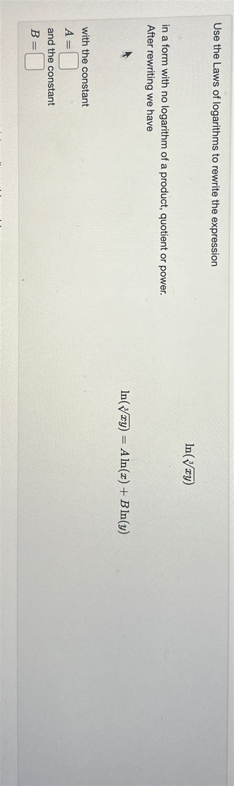 solved use the laws of logarithms to rewrite the