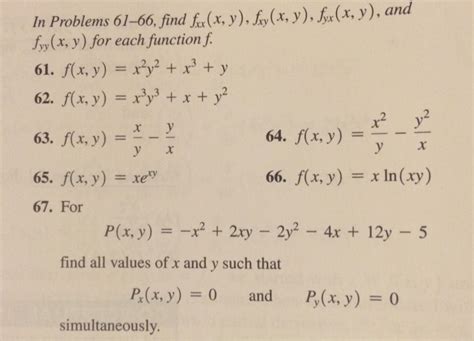 Solved In Problems 61 66 Find Fxx X Y Fxy X Y Fyx X