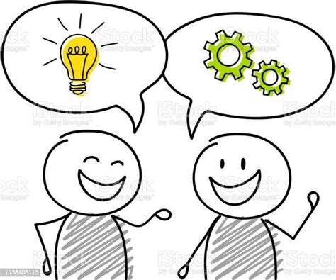 연설 거품과 비즈니스 아이콘 화려한 만화 스틱 남자 벡터 Brand Name Online Messaging Platform에 대한 스톡 벡터 아트 및 기타 이미지